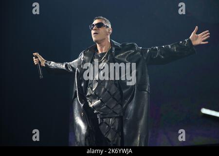 Italian rapper Marracash during “Persone” tour. Unipol Arena, Bologna ...