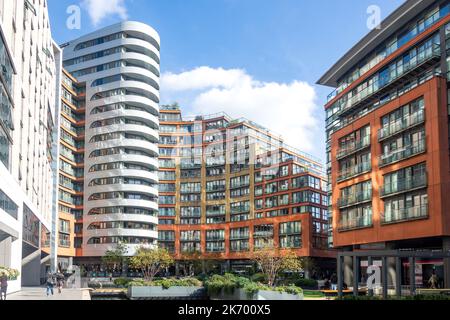Floating Pocket Park and Balmoral apartments, Paddington Basin ...