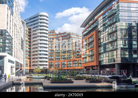 Floating Pocket Park and Balmoral apartments, Paddington Basin ...