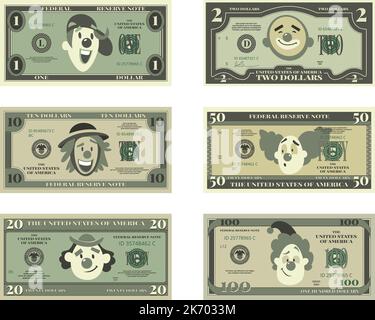 Funny clown faces. Cartoon positive comic artists heads. Happy facial ...