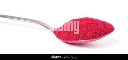 Spoon with acai powder on white background Stock Photo - Alamy