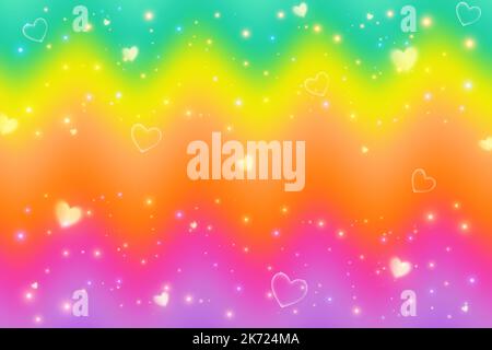 Rainbow wavy background with stars and sparkles. Striped multicolor ...