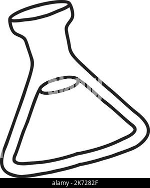 Hand Drawn triangular flask illustration isolated on background Stock ...