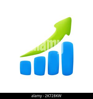Vector cartoon growth chart icon in comic style. Grow diagram sign ...