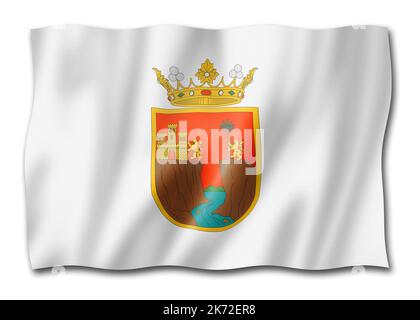 Chiapas state flag, Mexico waving banner collection. 3D illustration ...