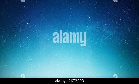 Night starry sky at sunrise. Blue galaxy, horizontal background. 3d ...