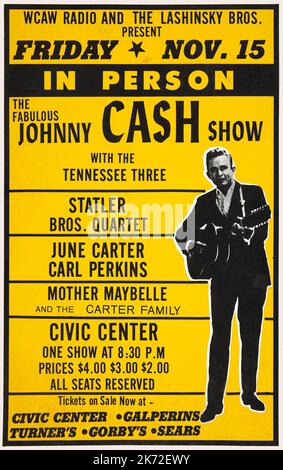 Johnny Cash, June Carter, Carl Perkins Sioux City Concert Poster (1968 ...