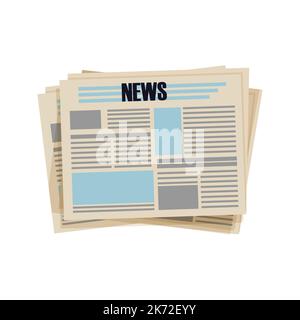 Newspaper pile, stack of magazine with rope in cartoon style isolated ...