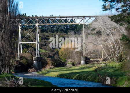 Railway bridge over river near Ormondville, Tararua District, North ...