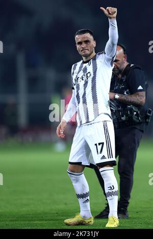 Filip Kostic of Juventus FC celebrates the victory at the end ofd the ...