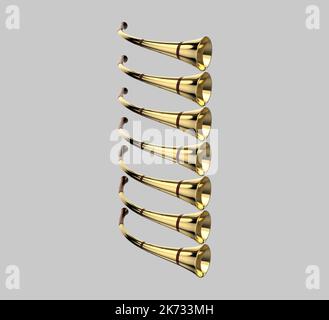 7 Seven Trumpets Golden Advent Bible Revelation Warning Horn 3D ...
