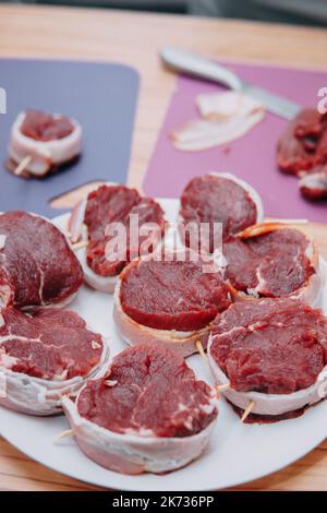 Cooking minion steak at a cooking class. Homemade food Stock Photo - Alamy