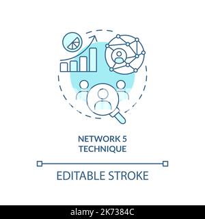 Network five technique concept blue gradient icon Stock Vector Image ...