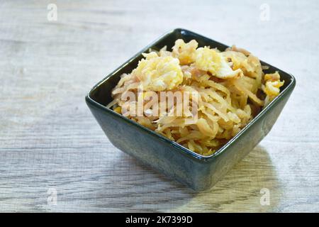 fried slice Chinese sweet pickled cabbage with egg on plate Stock Photo ...