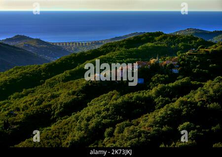 A breathtaking view of the Ligurian mountains and the Mediterranean ...