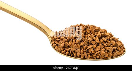 Heap of instant coffee in spoon isolated on white background Stock ...