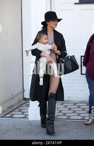 Chrissy Teigen at Au Fudge restaurant in West Hollywood Stock Photo - Alamy