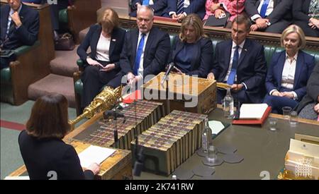 Screen grab of Chancellor of the Exchequer Rachel Reeves (right) crying ...