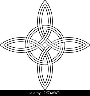 The Witch's Knot, Wicca symbol, Power of four elements, paint brush stroke style, grunge vector ...