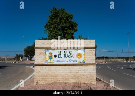 El Raso urbanisation of Guardamar del Segura, Spain. Area sign with ...