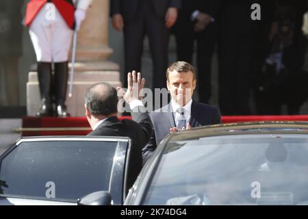 Outgoing President Francois Hollande leaves the Elysee Palace prior to ...
