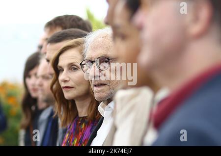 Actor Mathieu Kassovitz and actress Isabelle Huppert poses during the ...