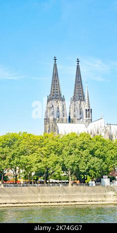 Overview of Cologne bridges with its cathedral in Germany, Europe Stock ...
