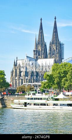 Overview of Cologne bridges with its cathedral in Germany, Europe Stock ...