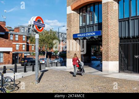 The entrance to Pimlico Underground station on the Victoria Line ...