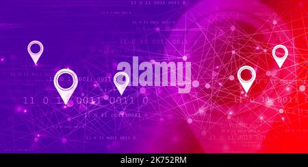 2d rendering Red map pointer Stock Photo - Alamy