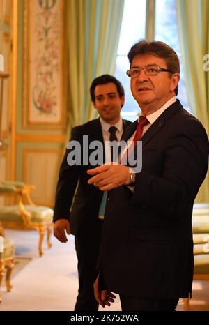President of the French leftist La France Insoumise (LFI) party Jean ...