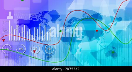 2d rendering Stock market online business concept. business Graph Stock ...