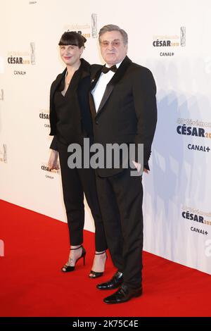 Daniel Auteuil and his wife Aude arrive at the Cesar Film Awards 2018 ...