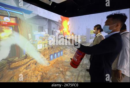 Firefighting and safety training take place in the simulation system ...