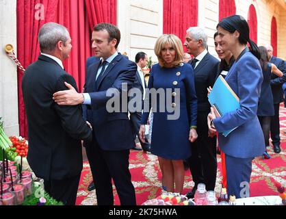 Brigitte Macron and Agriculture Minister Stephane Travert leaving the ...