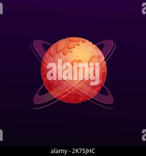 Red alien planet surface with rocky stones. Vector cartoon illustration ...