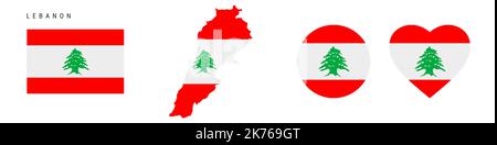Lebanon Round Country Flag. Lebanese Circle National Flag. Lebanese ...