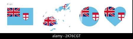 Fiji map. Poster with map of the country in retro color palette. Shape ...