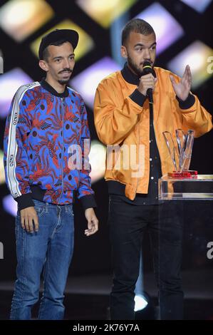 French rapper duet Bigflo & Oli celebrate after receiving the best male ...