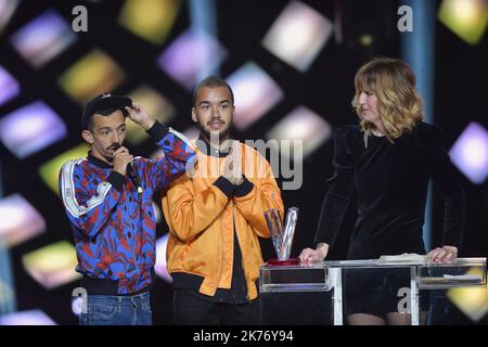 French rapper duet Bigflo & Oli celebrate after receiving the best male ...
