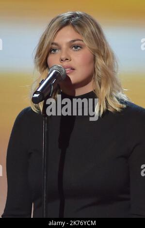 French singer Louane performs during the half timeof the Six Nations ...