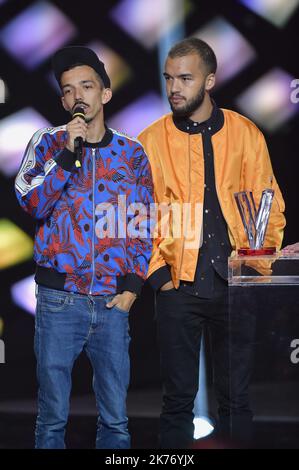 French rapper duet Bigflo & Oli celebrate after receiving the best male ...
