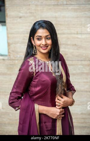 Indian actress Sonal Monteiro poses for photos during the promotion of ...