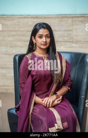 Indian actress Sonal Monteiro poses for photos during the promotion of ...