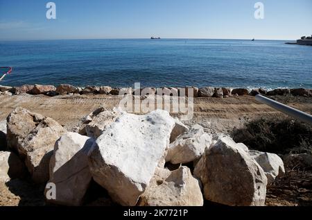 Works between Roquebrune Cap Martin and Monaco, a seawall against the ...