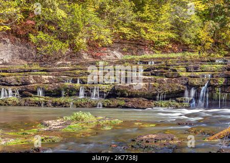 A stunningly beautiful stepped waterfall shot with a slow shutter speed ...
