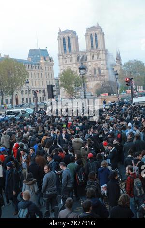 Paris, France, april 15th 2019 - The fire devastated most touristic ...