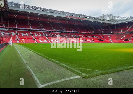The pitch at Manchester United's Old Trafford stadium Stock Photo - Alamy