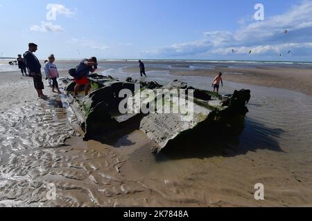 The wreck of a German submarine from World War One, which ran aground ...