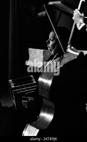 Aníbal Troilo, Argentine bandeononist, during a performance in Buenos ...